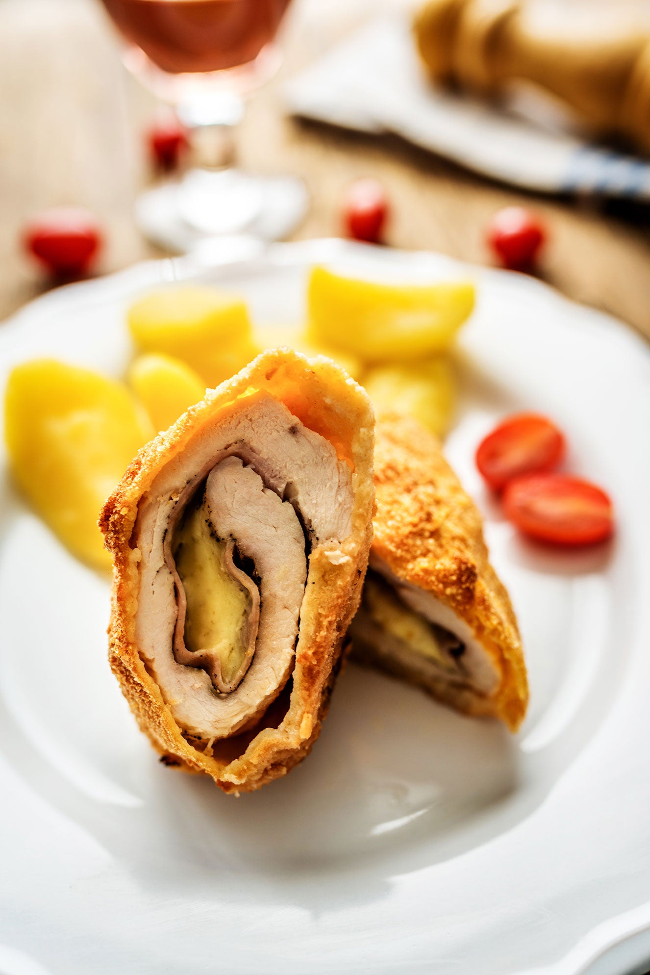 Cordon Bleu grain-fed chicken breast stuffed with ham and cheese ...
